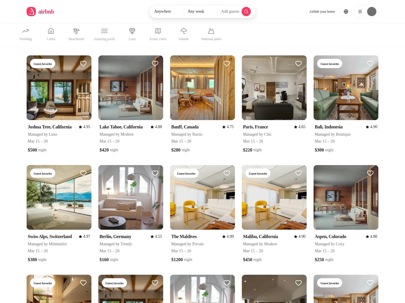 Airbnb Web Clone