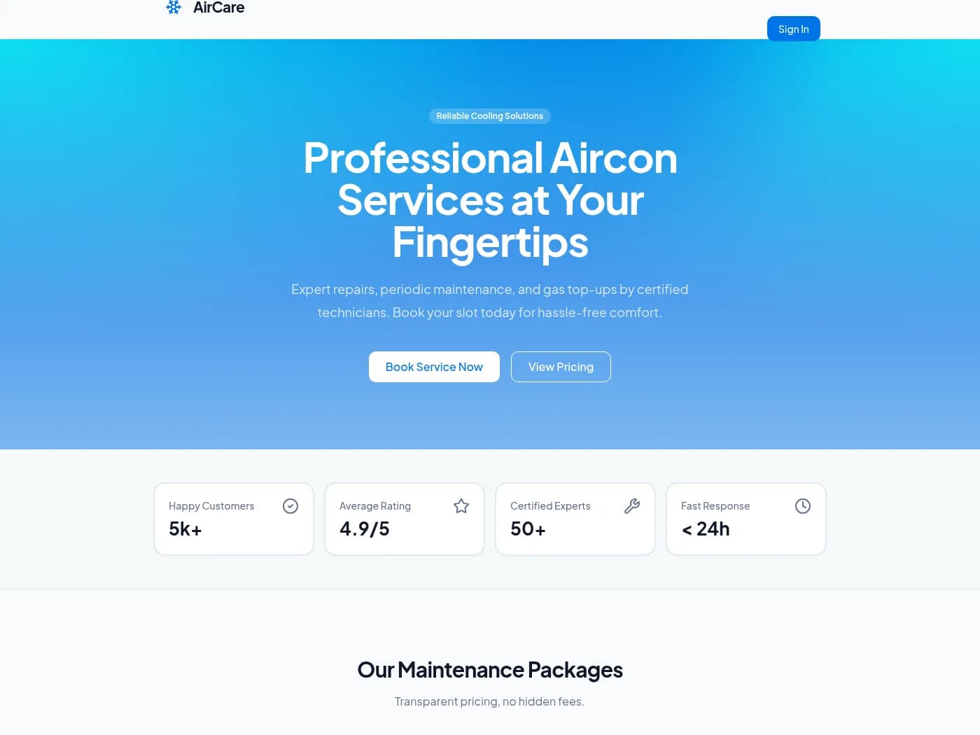 AirCare Maintenance App