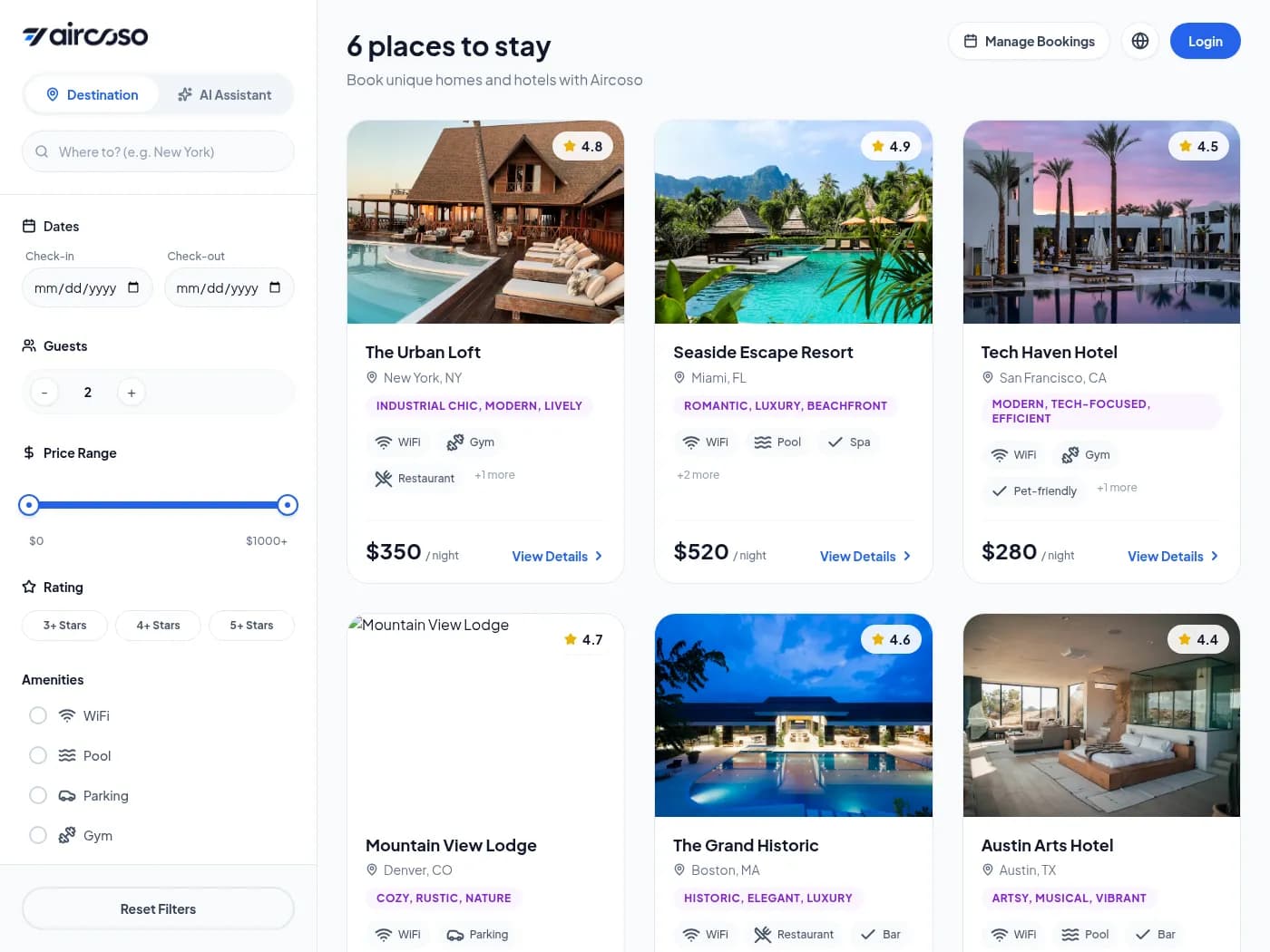 Aircoso Booking Platform