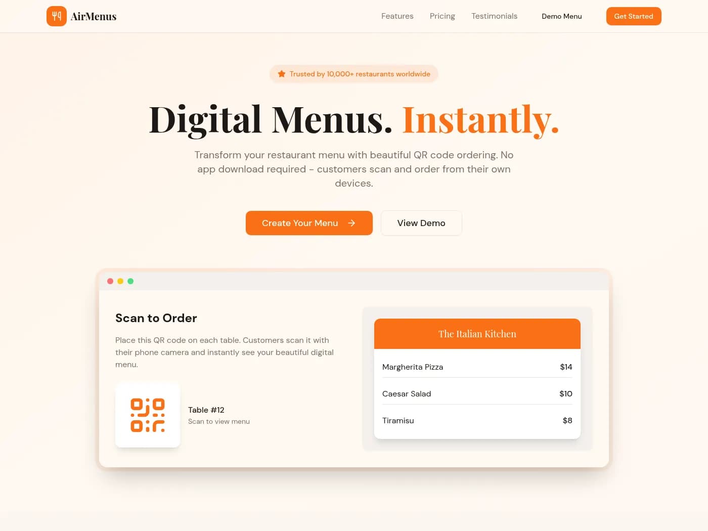 AirMenus Clone