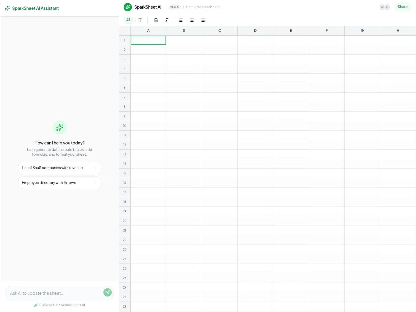SparkSheet AI Clone