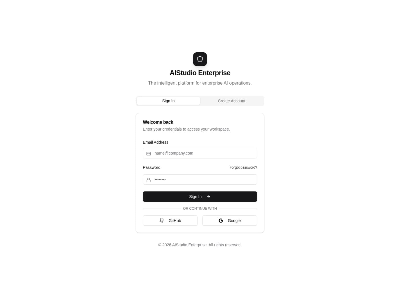 AIStudio Enterprise UI