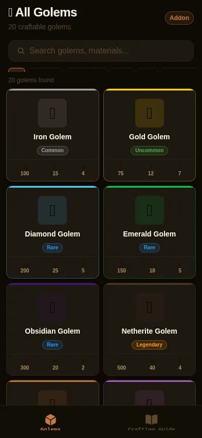 All Golems Addon