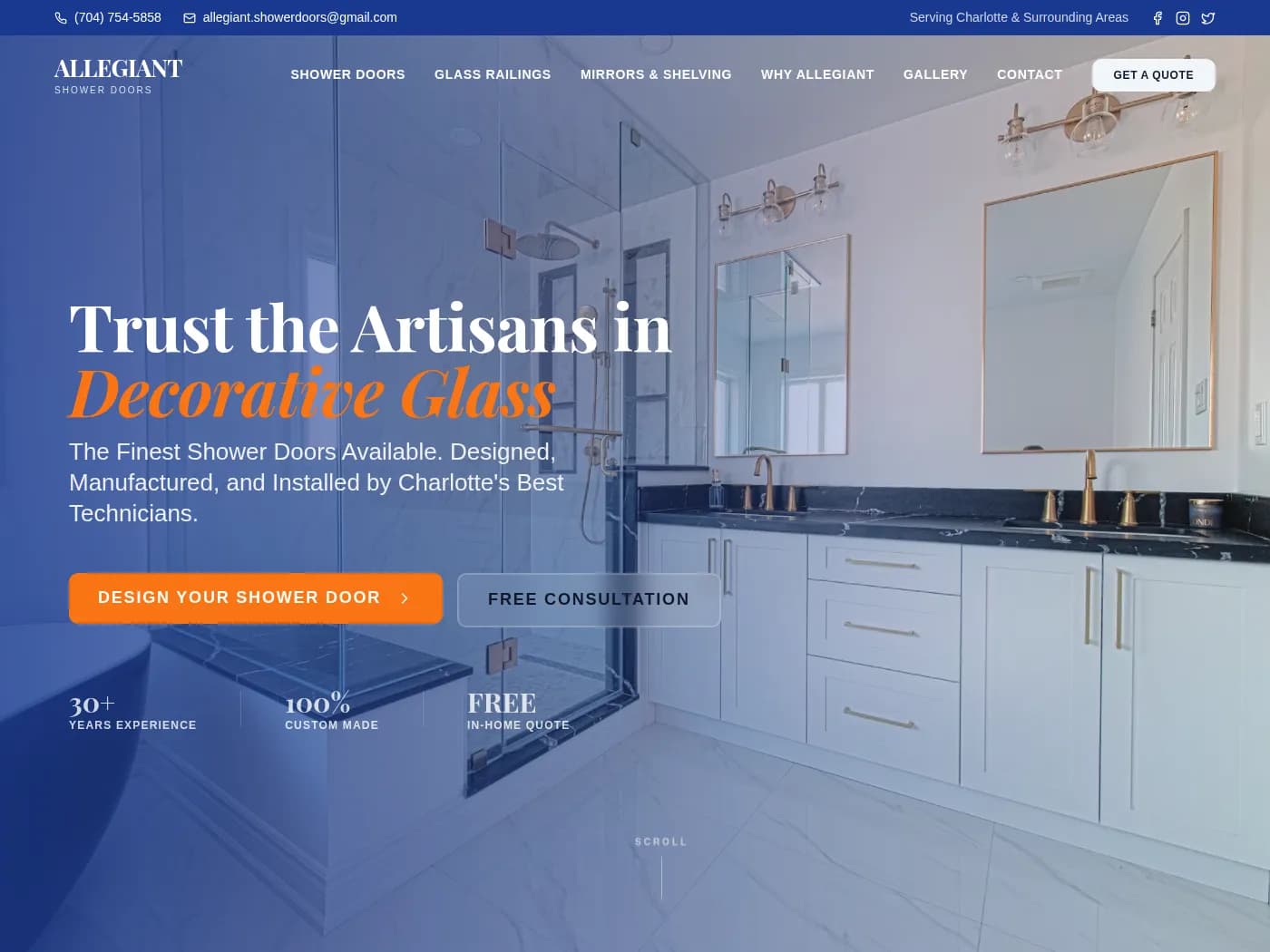 Allegiant Shower Doors Site