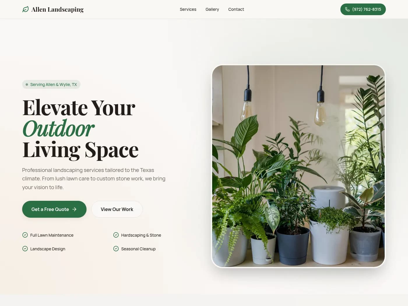 Allen Landscaping Web Presence