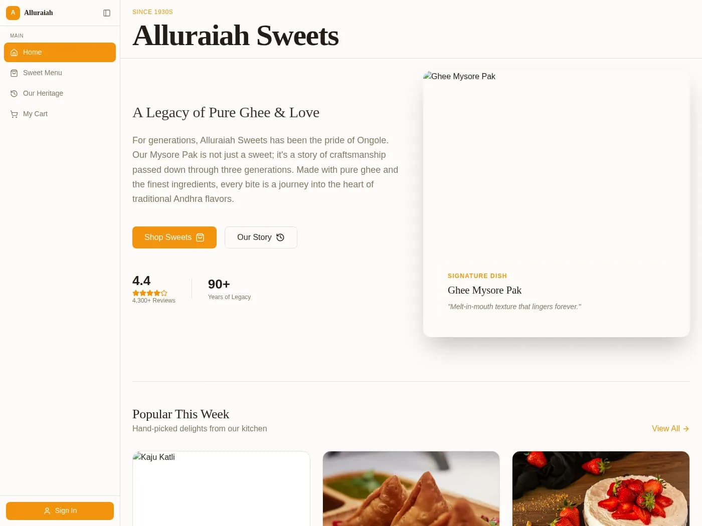 Alluraiah Sweets Online