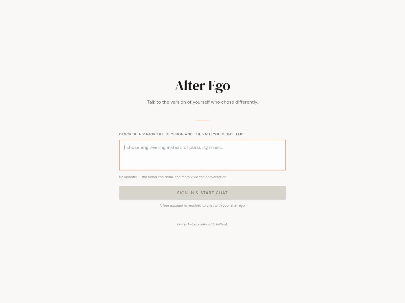 Alter Ego Chatroom