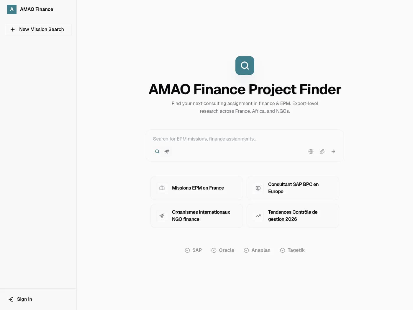 AMAO Finance Project Finder