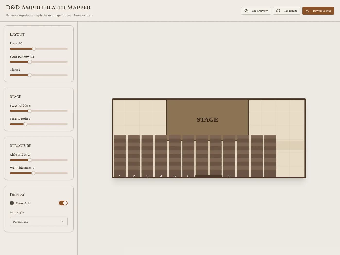 D&D Amphitheater Mapper