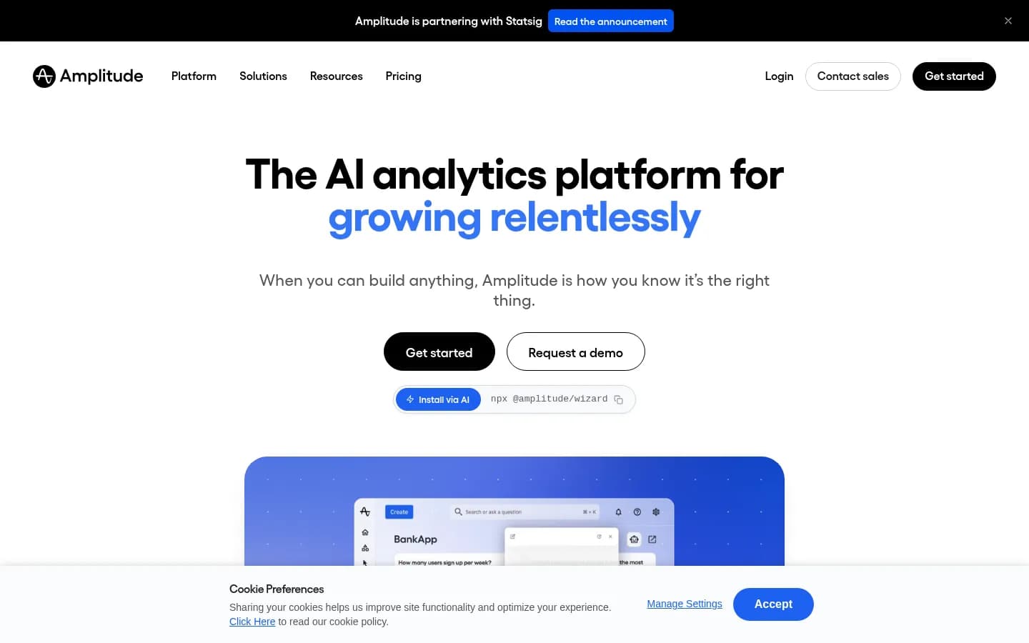 Amplitude product analytics with conversational querying