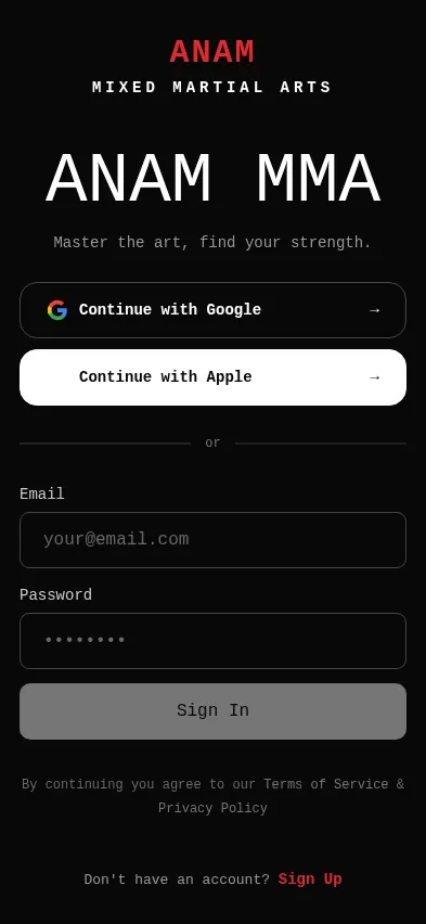ANAM MMA Club App