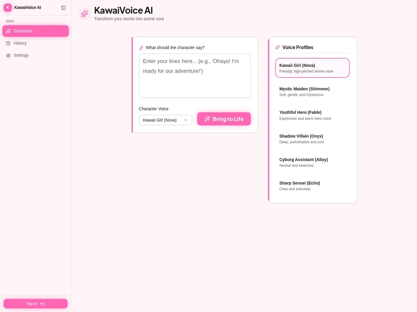 Anime Voice Generator