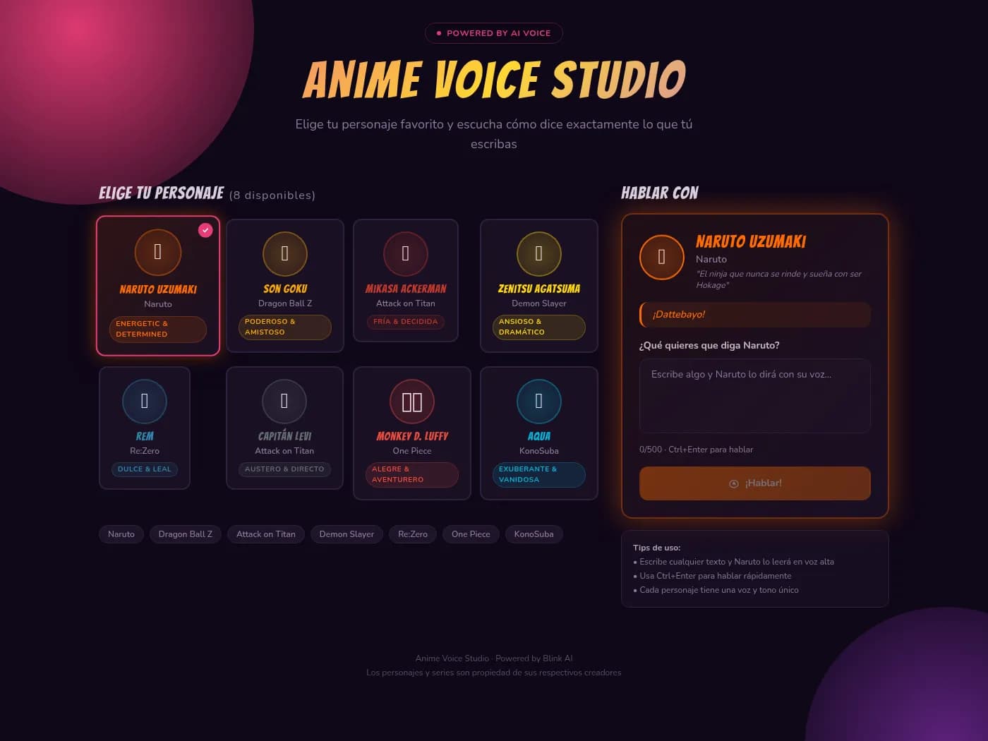 Anime Voice Selector
