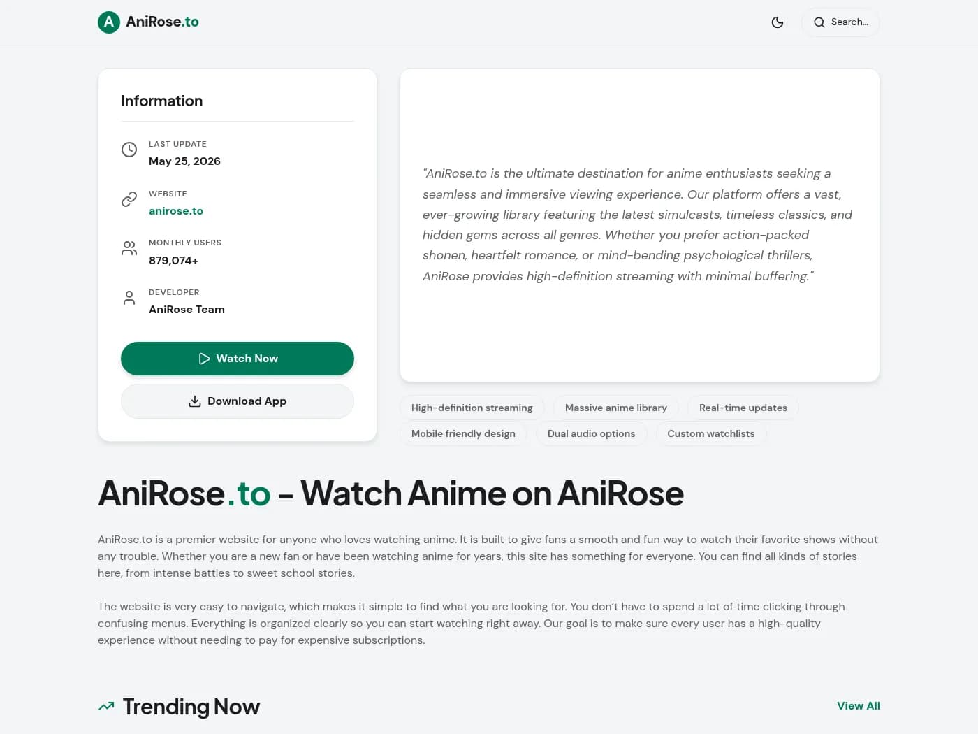 Anirose Website Clone