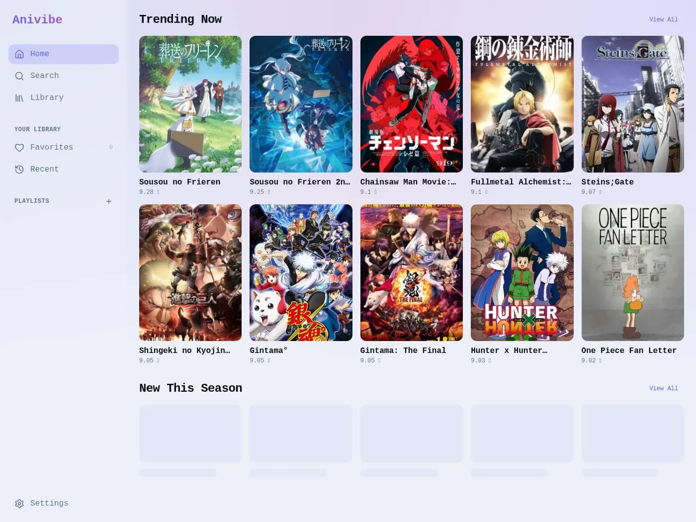 Anivibe Anime Music Player