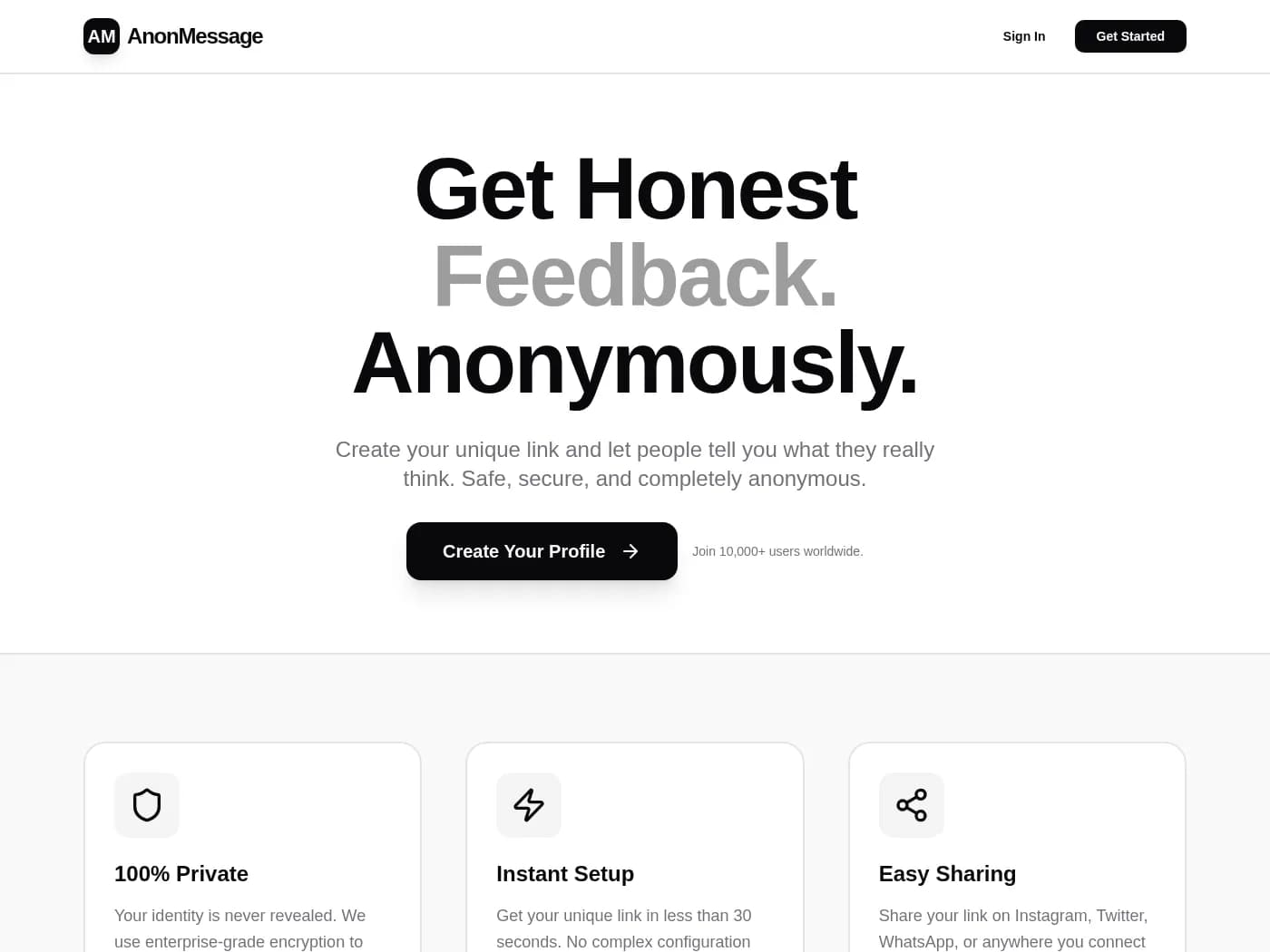 AnonMessage Hub