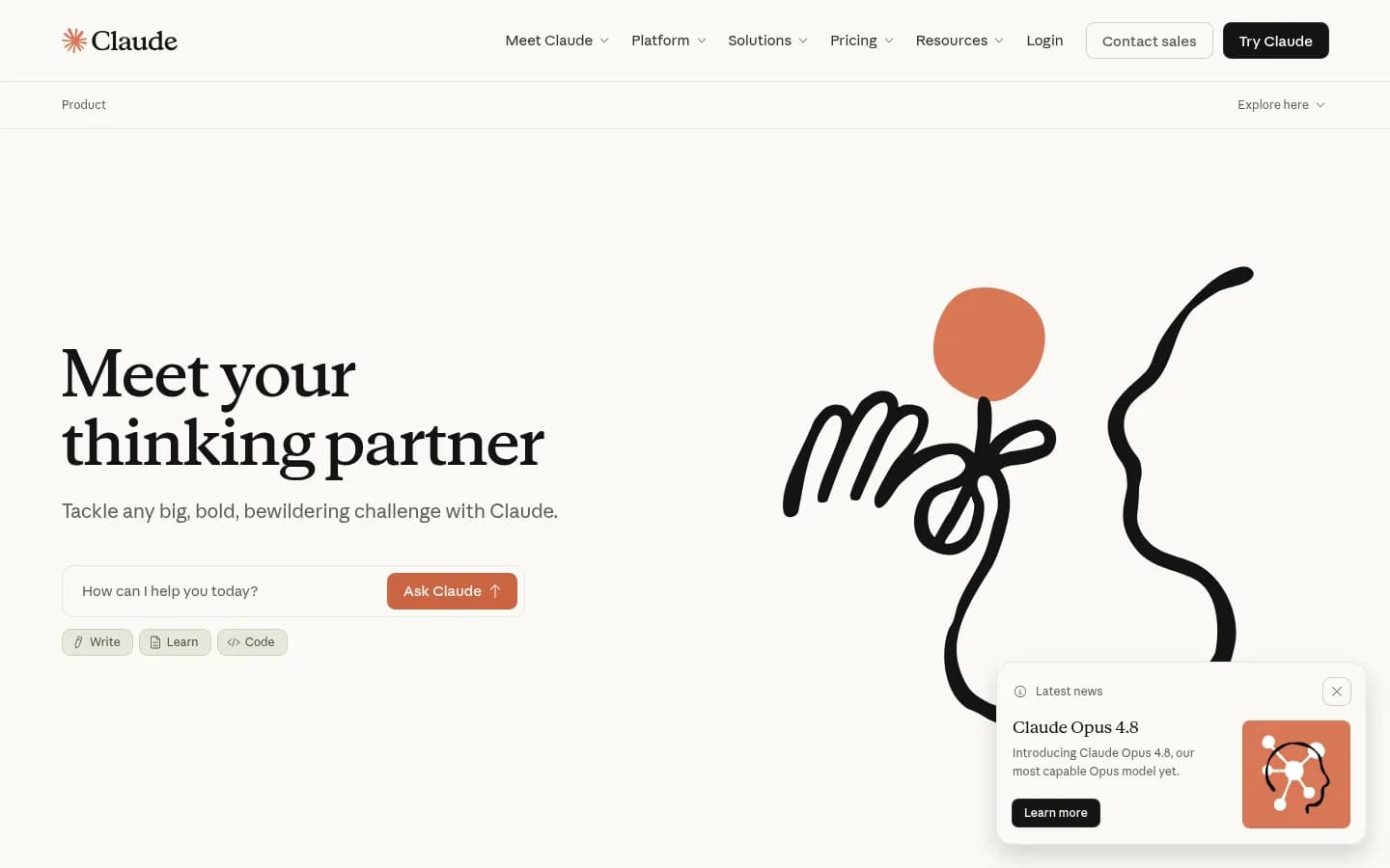 Anthropic Claude landing page