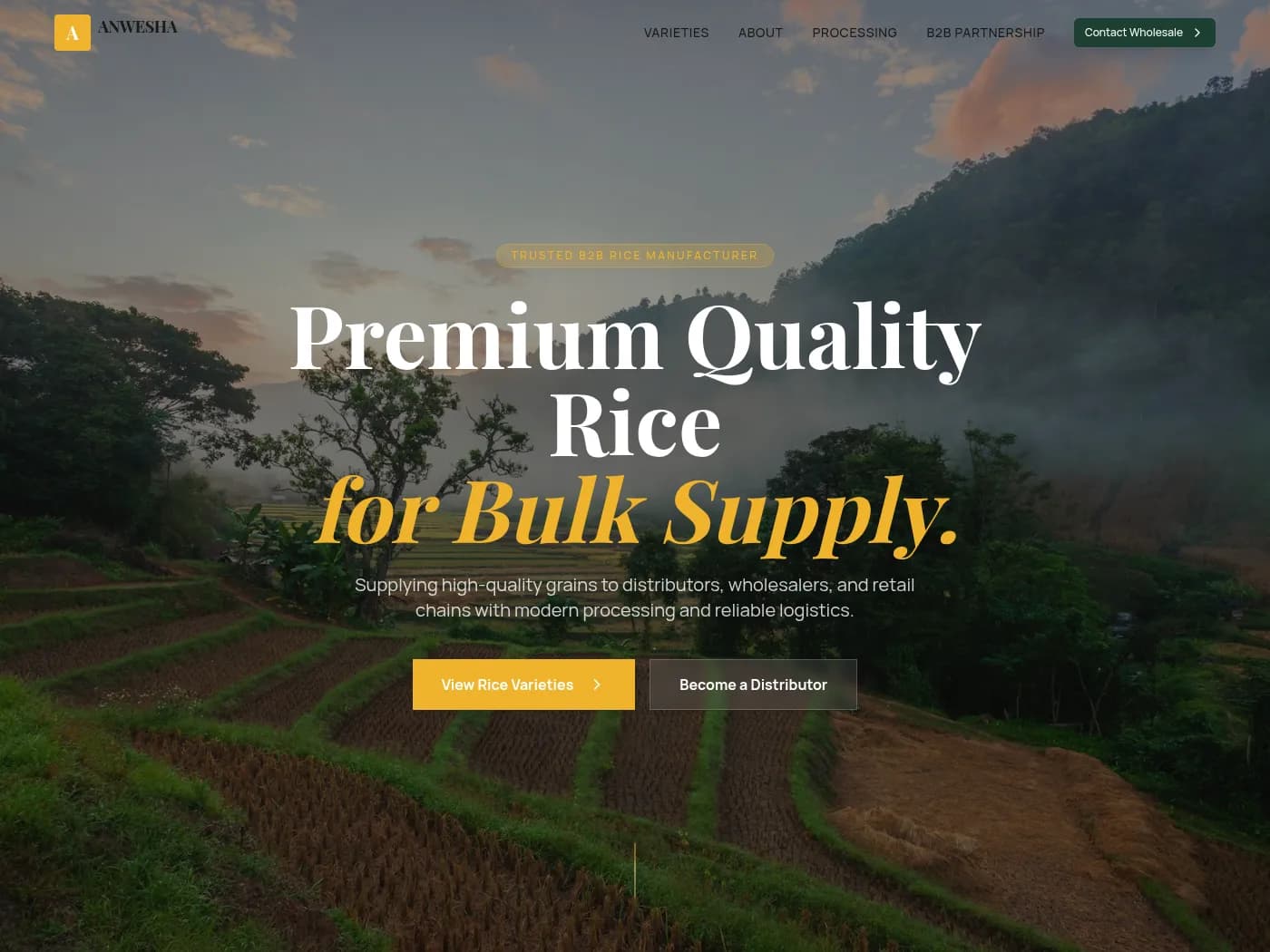Anwesha Premium B2B Rice Site