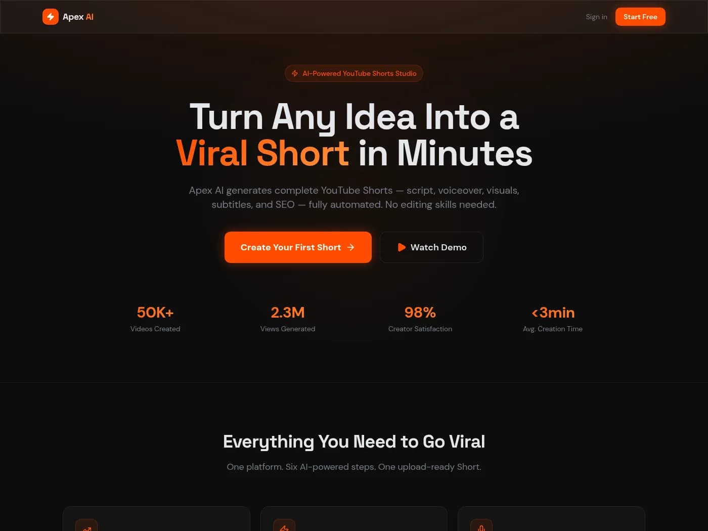 Apex Shorts AI Studio