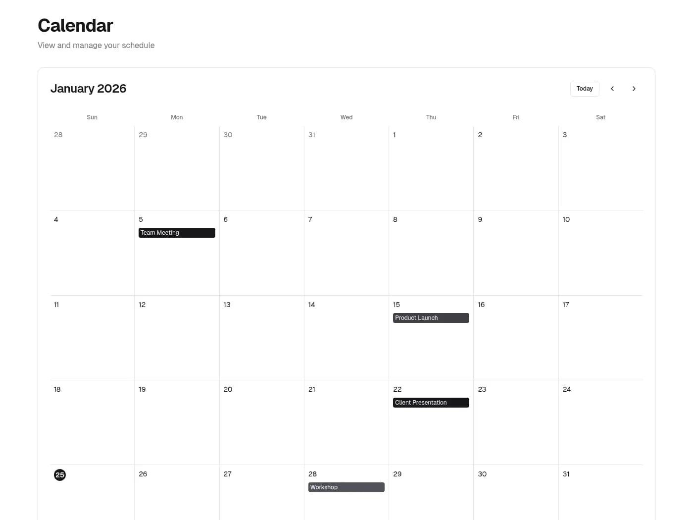 API Calendar Viewer