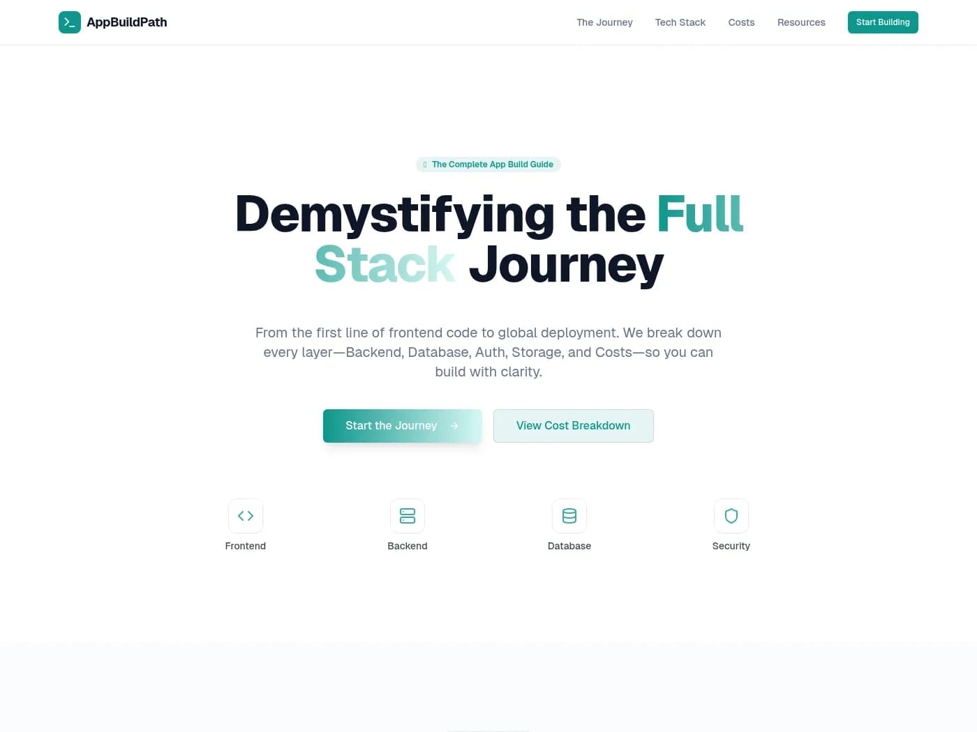 App Build Journey Page