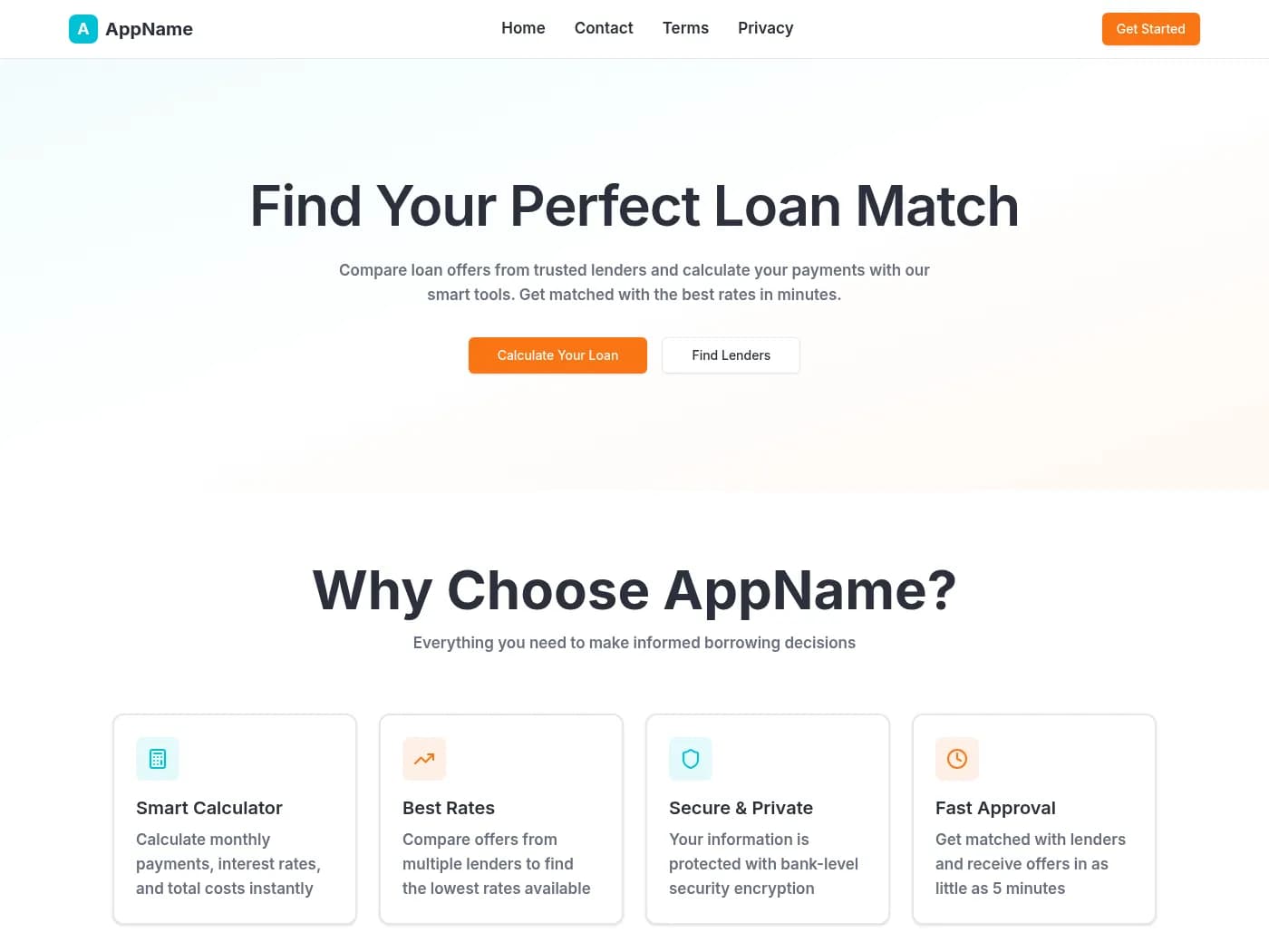 AppName Web Landing