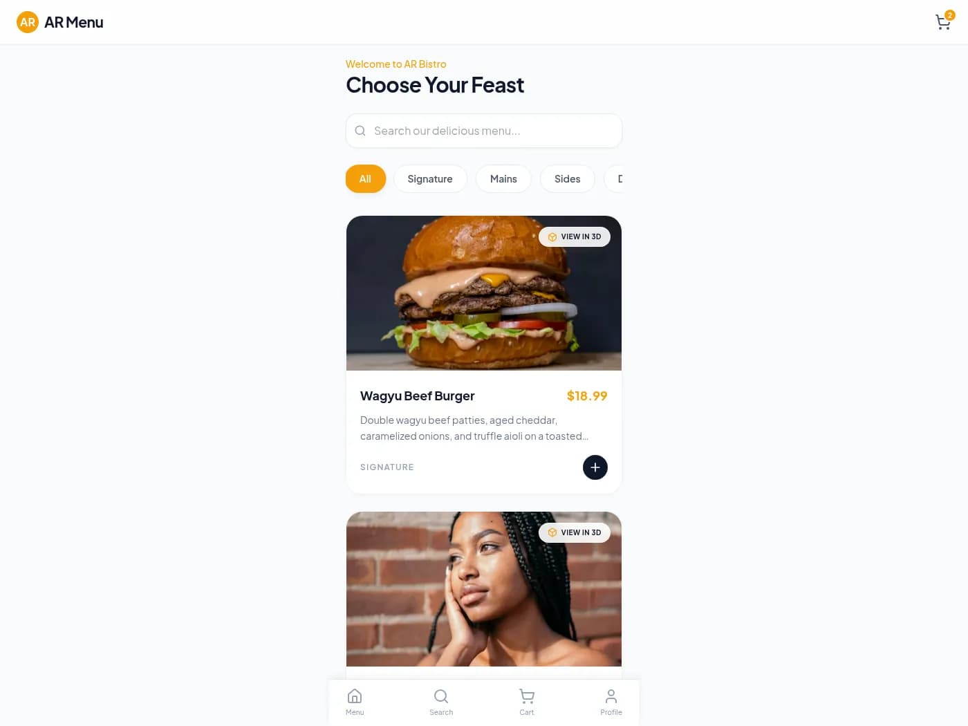 AR Menu Manager