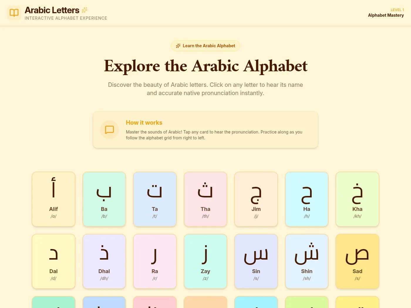 Arabic Letters Interactive