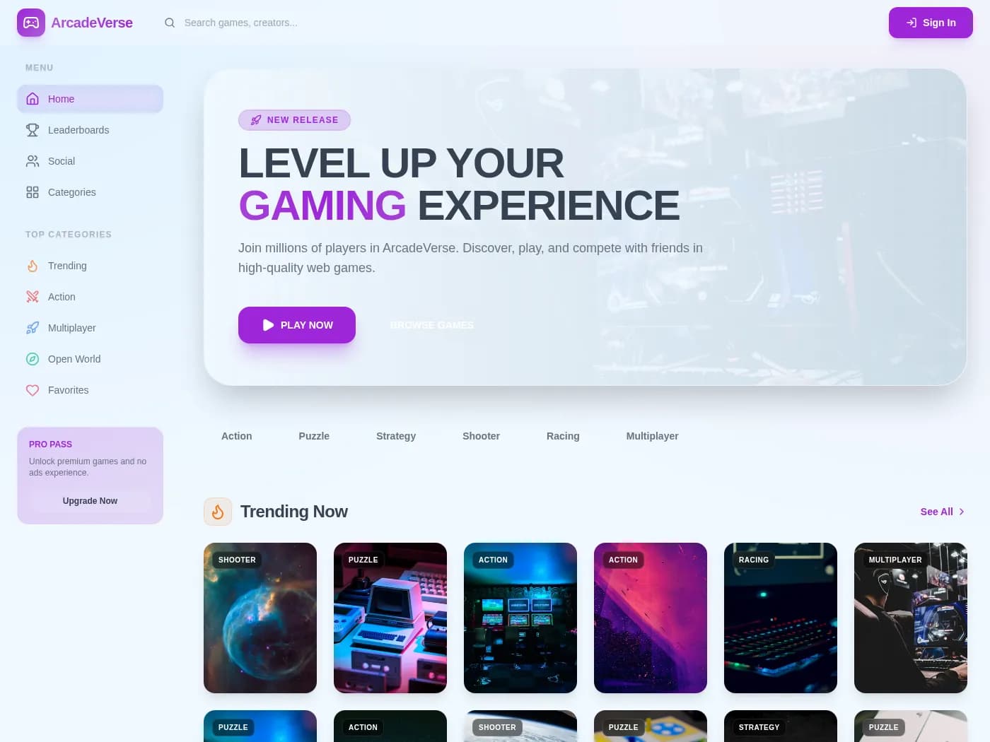 ArcadeVerse Platform