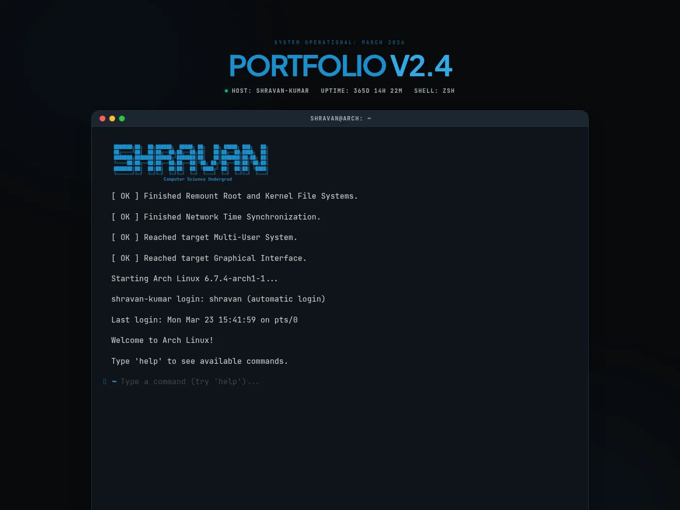 Arch Terminal Portfolio