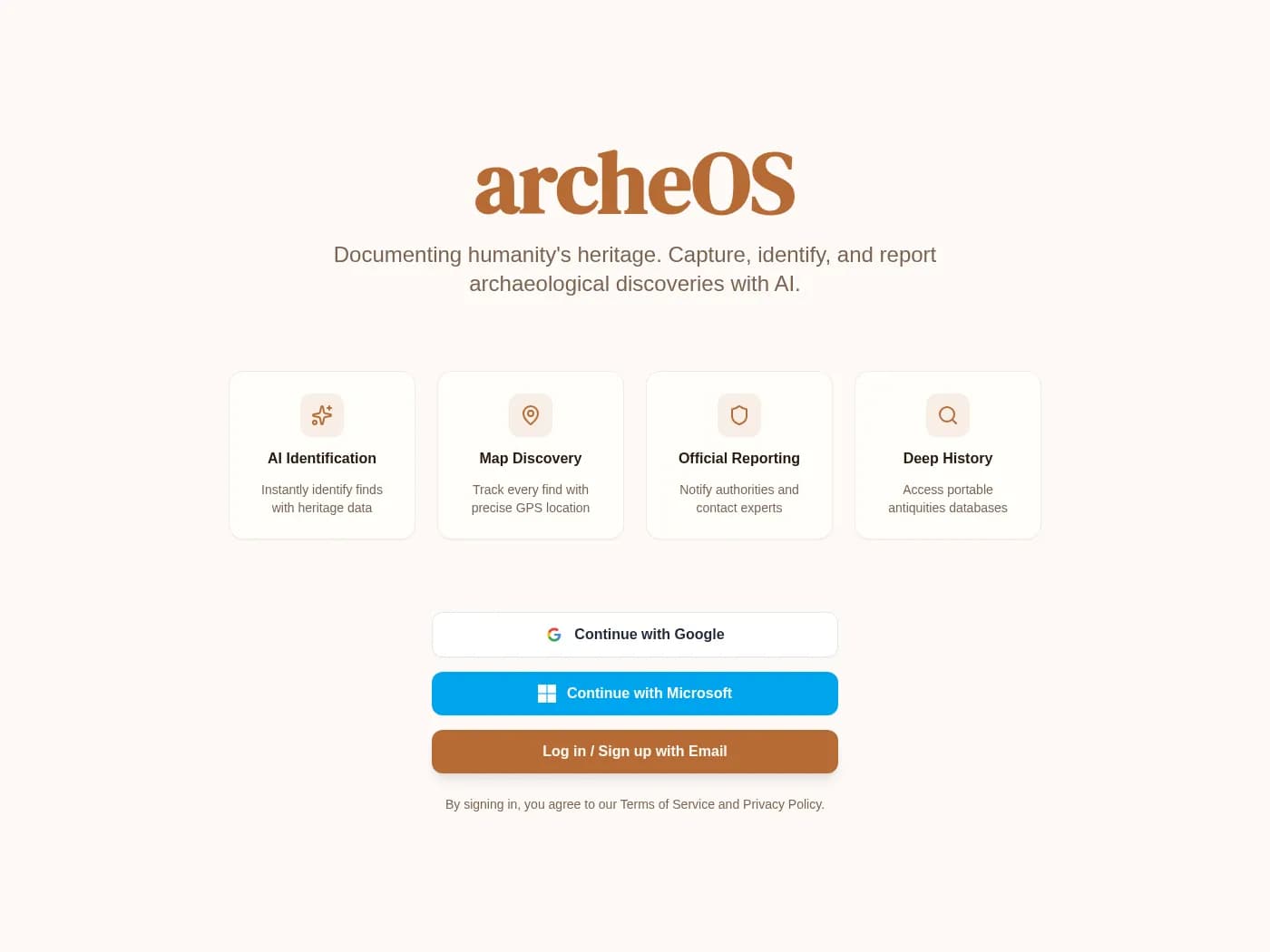 archeOS Discovery App