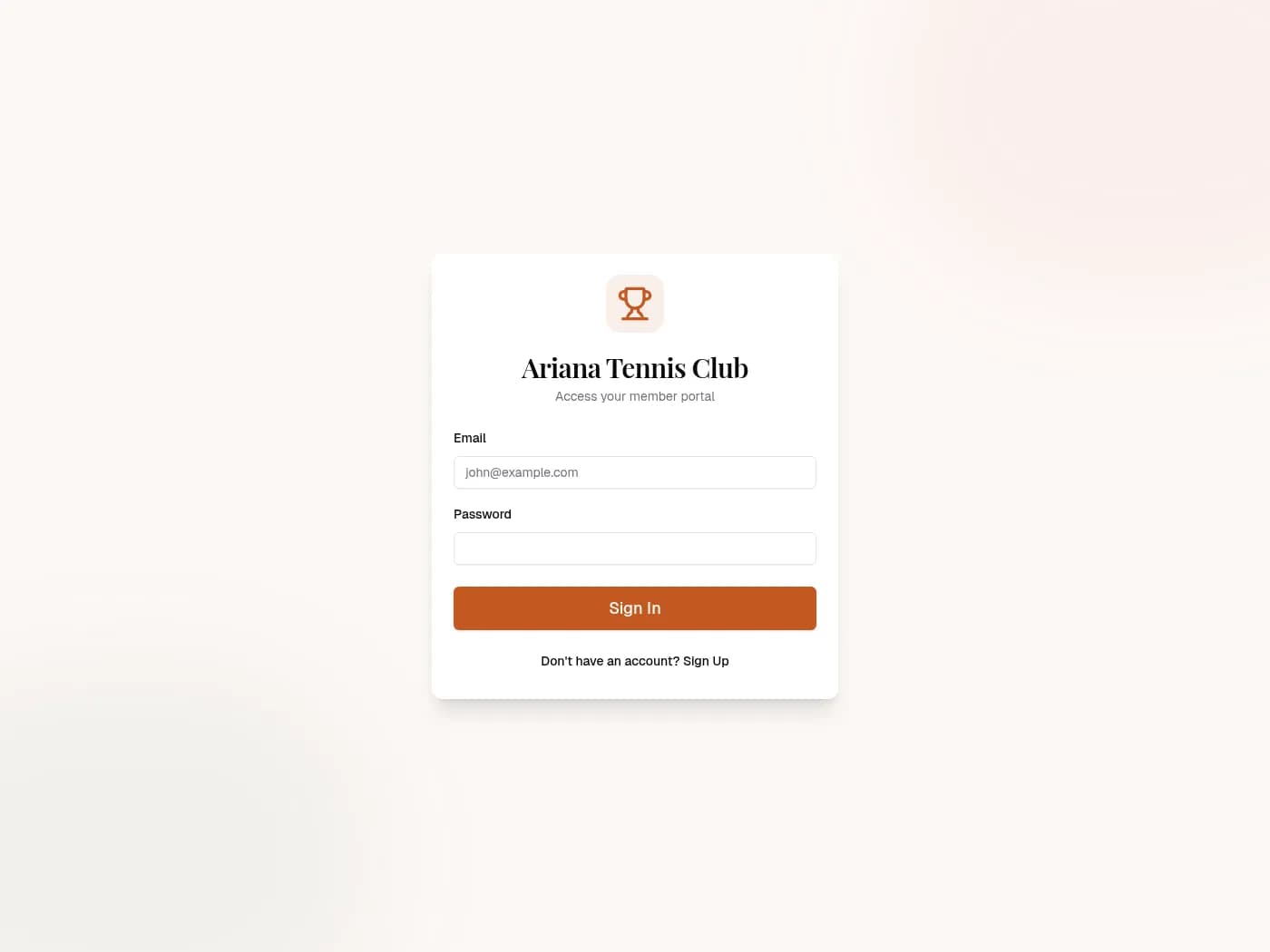 Ariana Tennis Club App