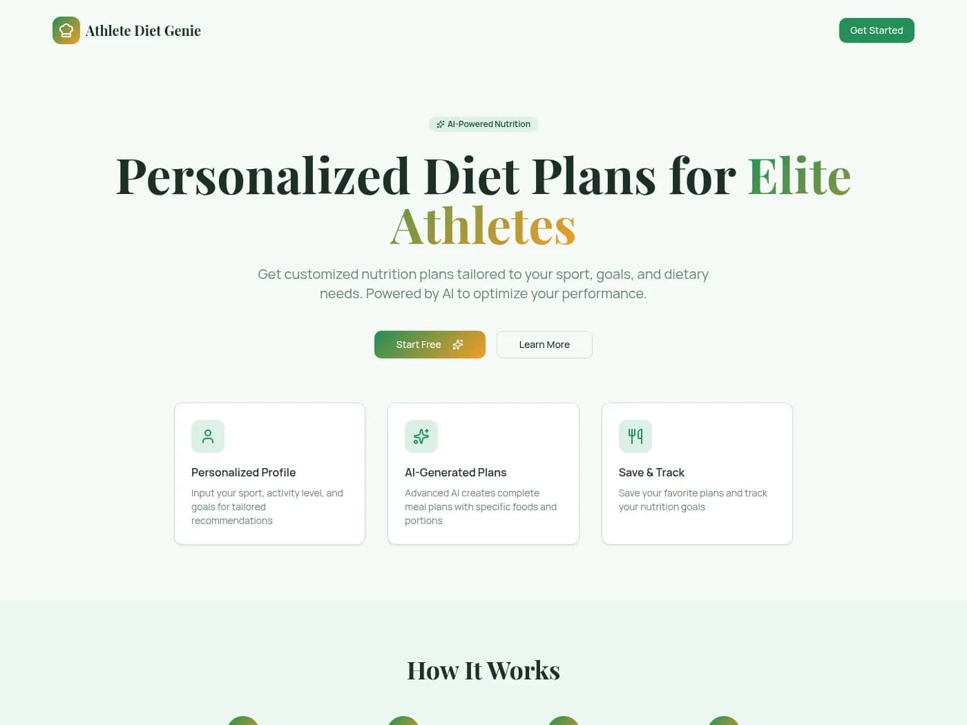 Athlete Diet Genie