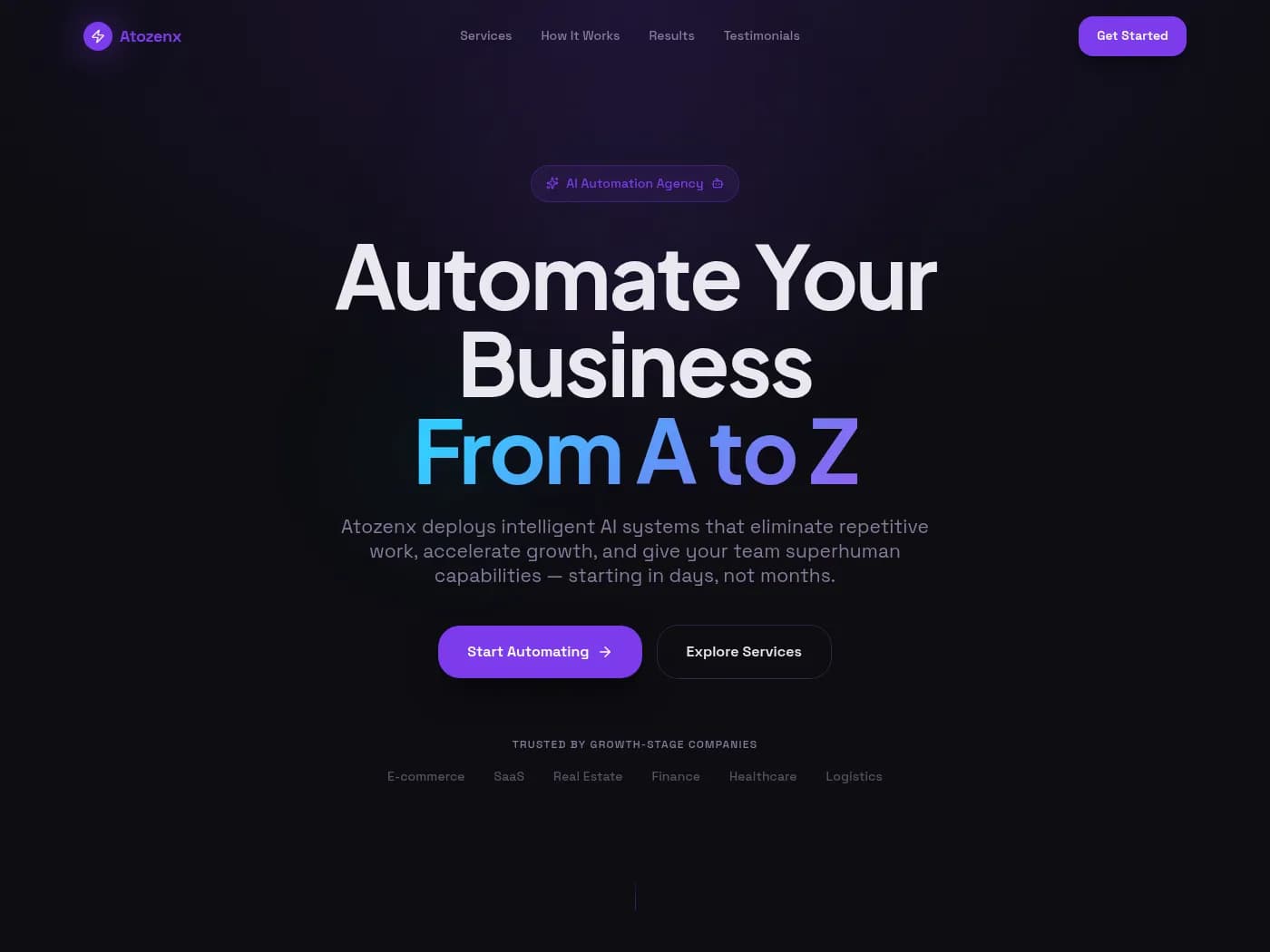 Atozenx AI Agency Site