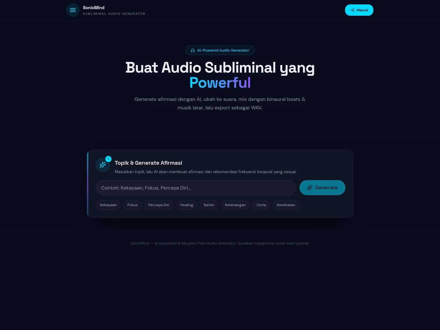 SonicMind Audio Generator