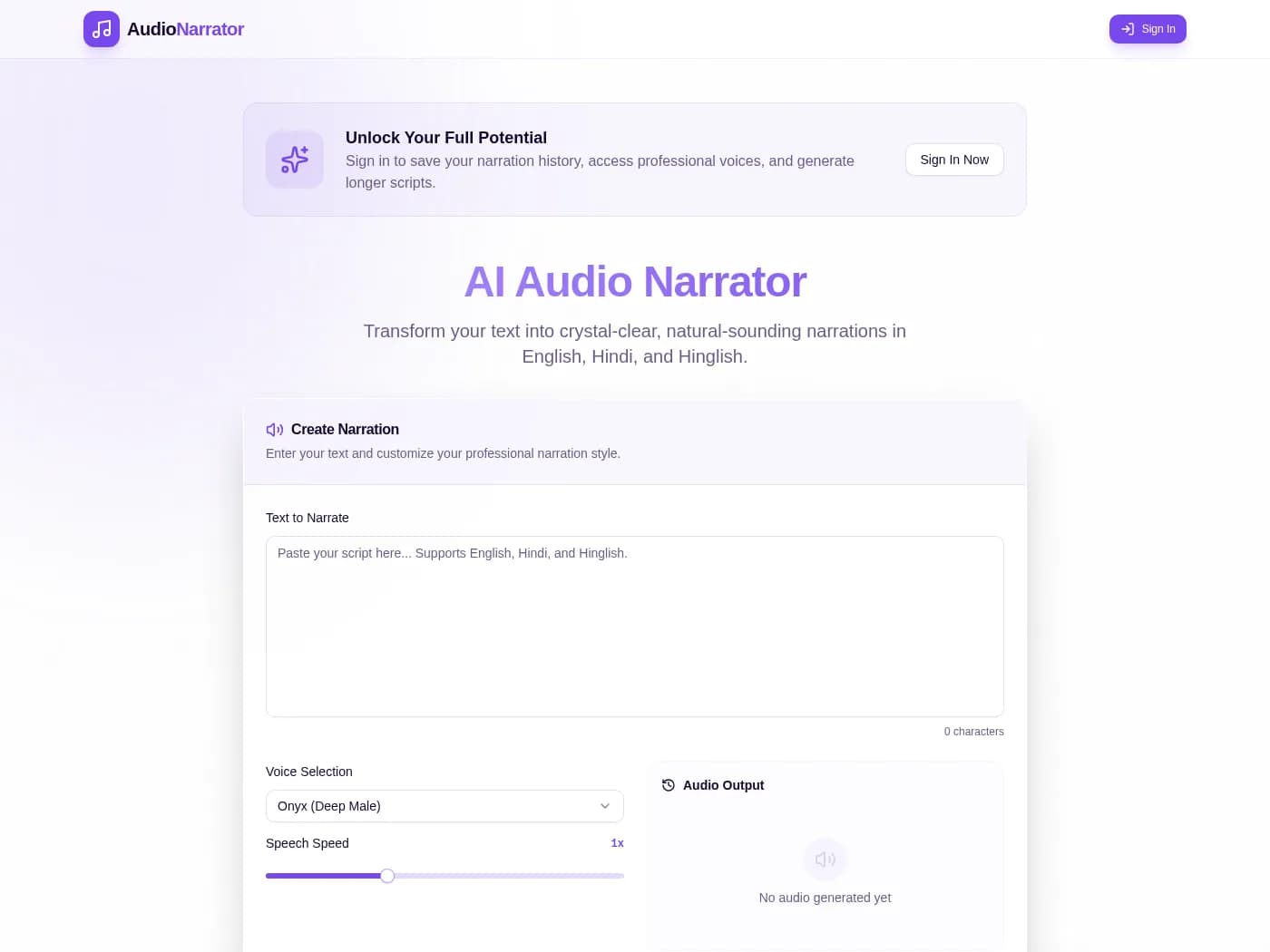 Multi-Language Audio Narrator