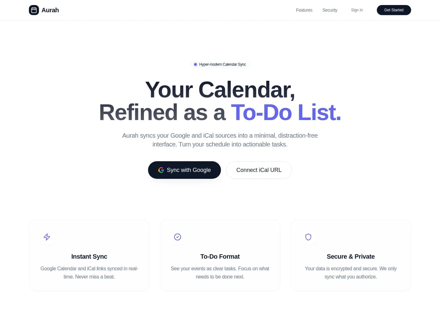 Aurah Calendar Sync