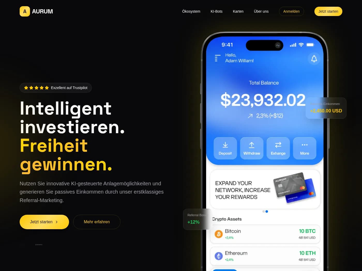 Aurum Growth Landing Page