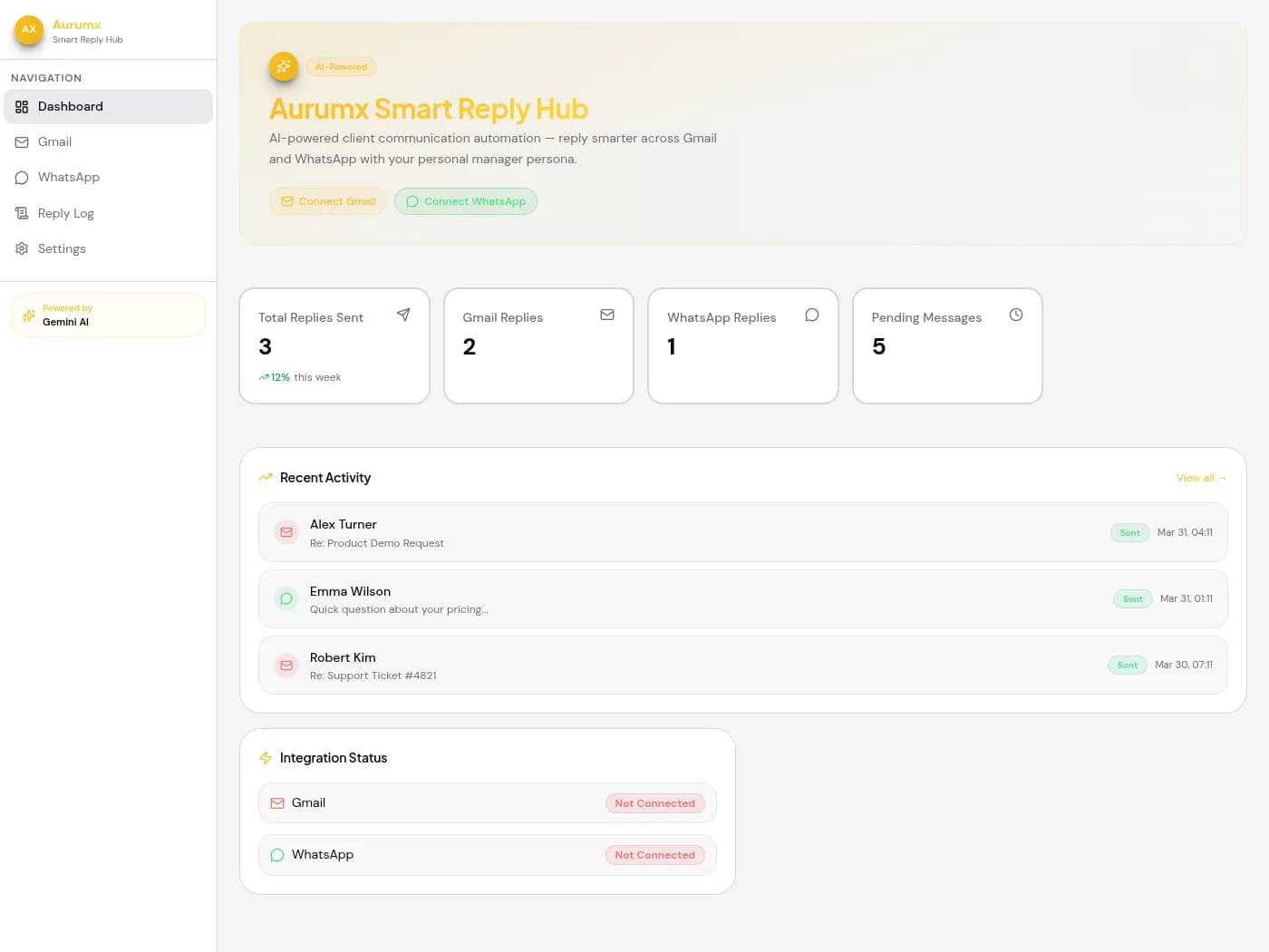 Aurumx Smart Reply Hub
