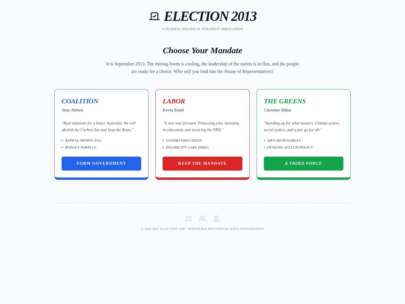 Aus Election Game 2013