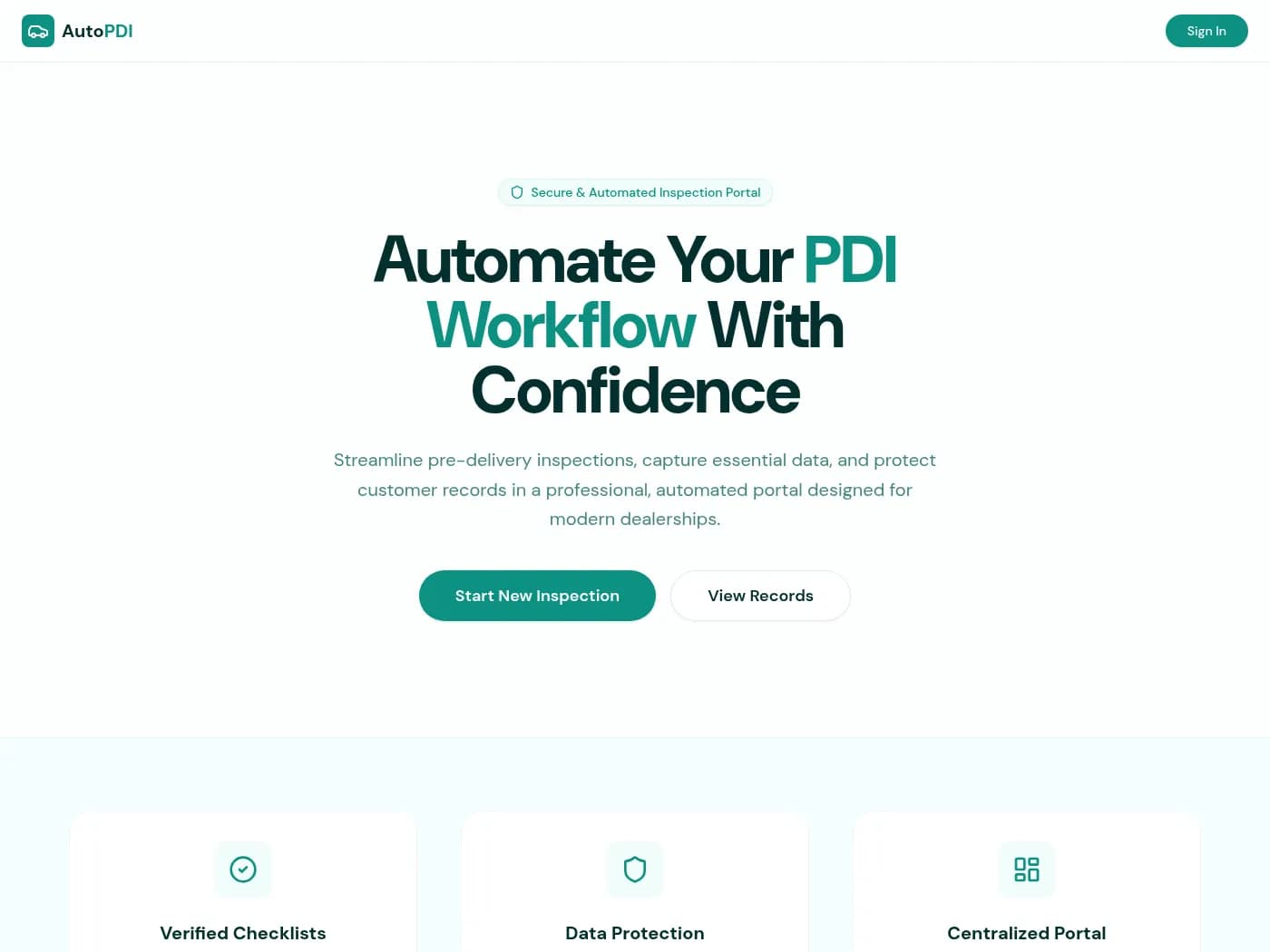Auto PDI Web Portal