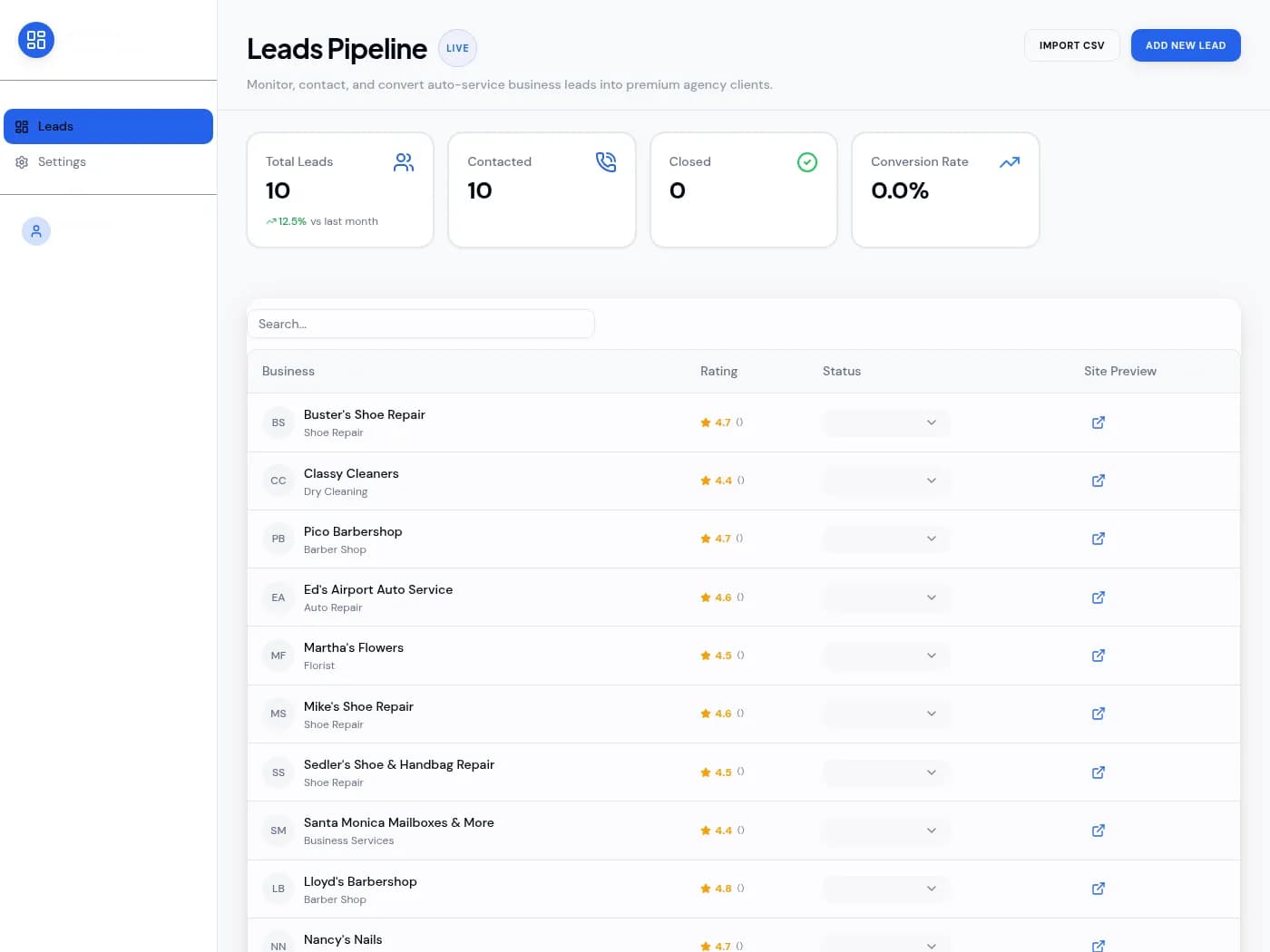Auto Web Agency Pipeline