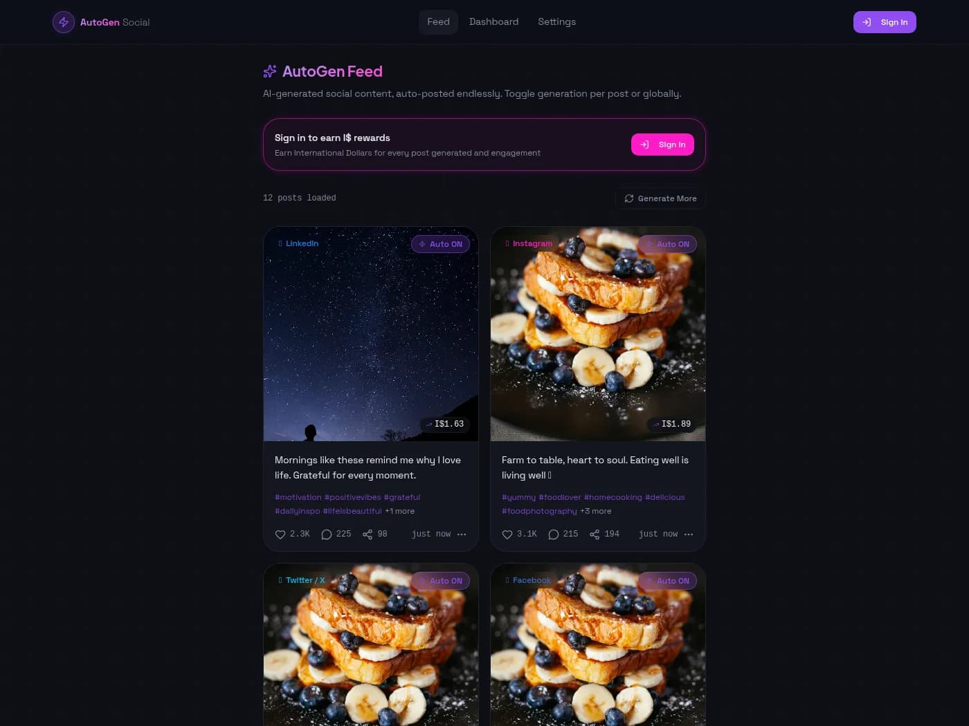 AutoGen Social Feeds