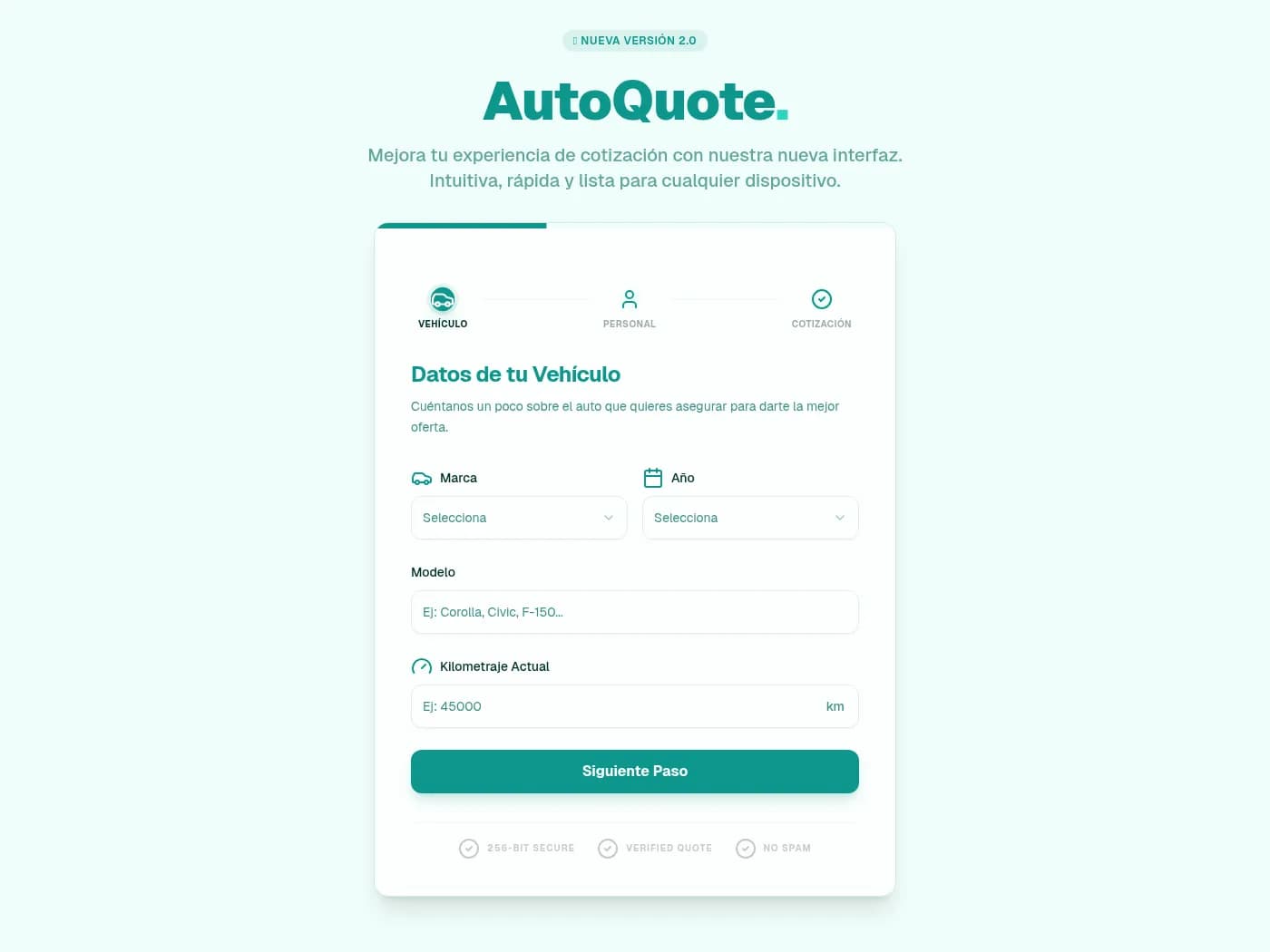 AutoQuote Widget Redesign