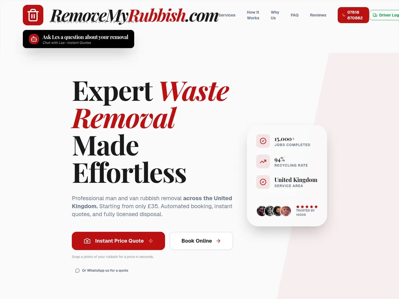 Removemyrubbish.com UKs No 1 Man and Van waste removal service and Skip Hire