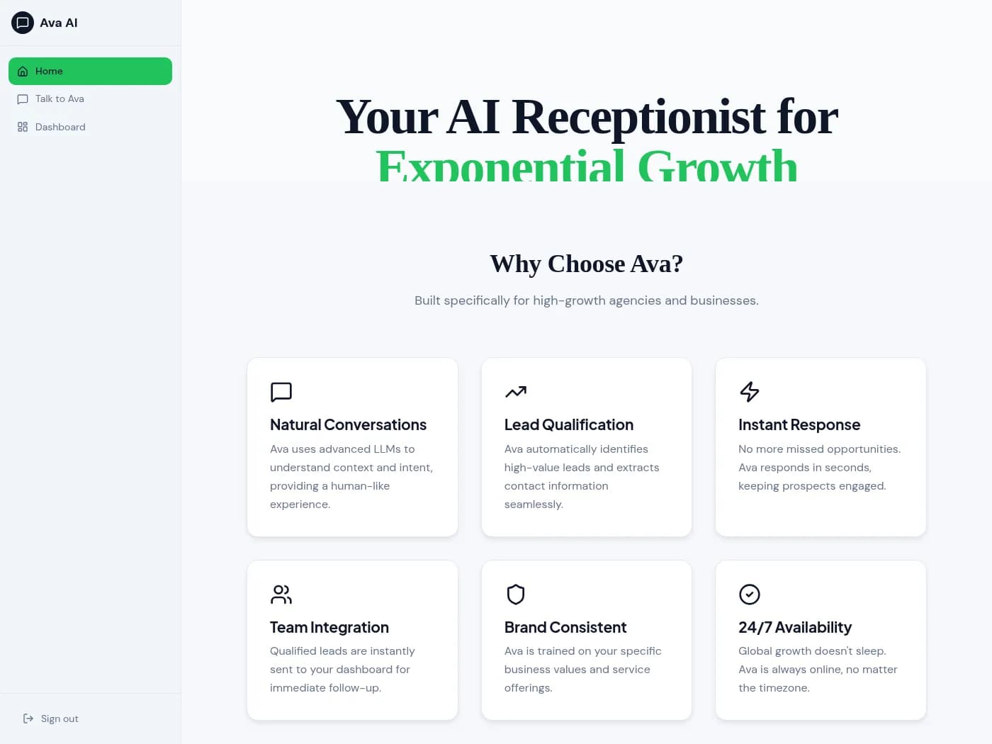 Ava AI Receptionist