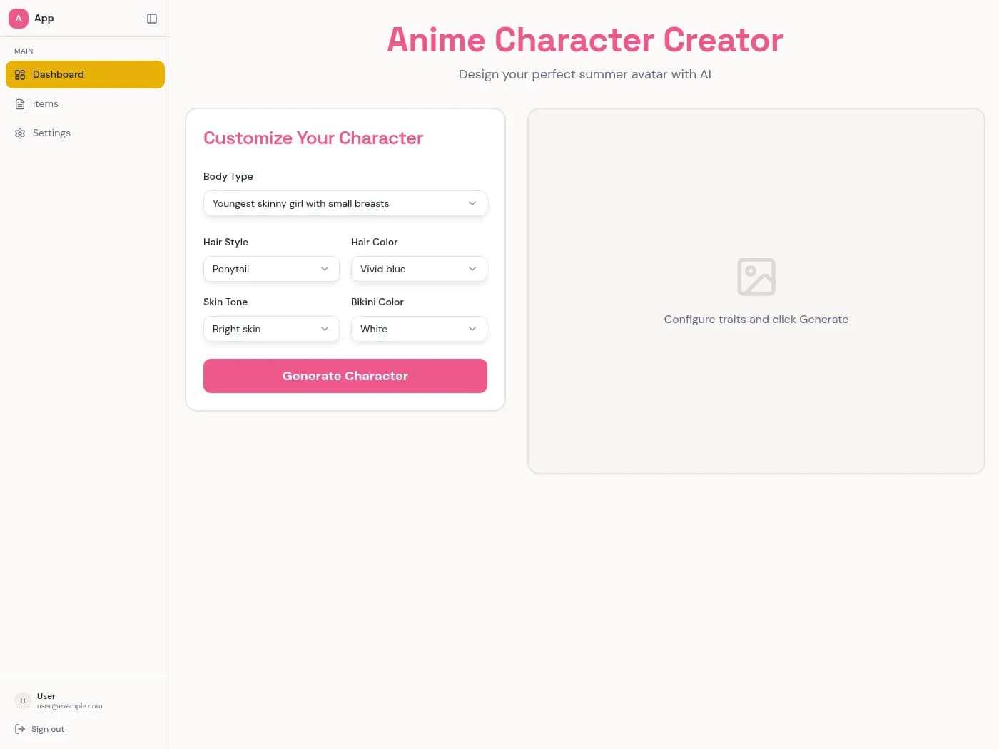 Bikini Character Creator