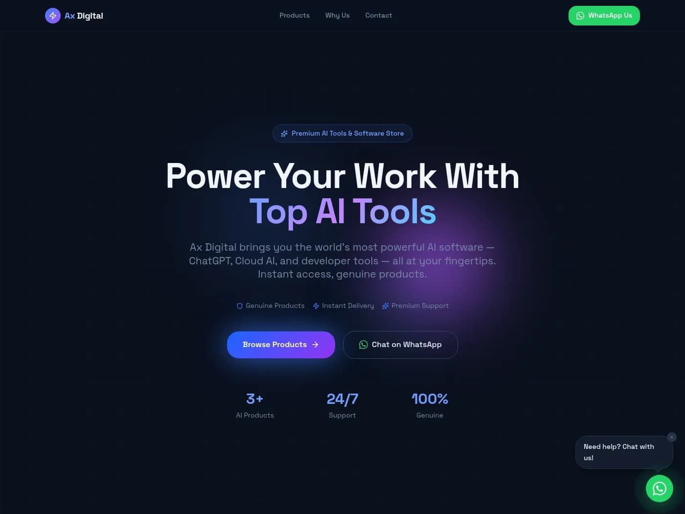 Ax Digital Landing Page