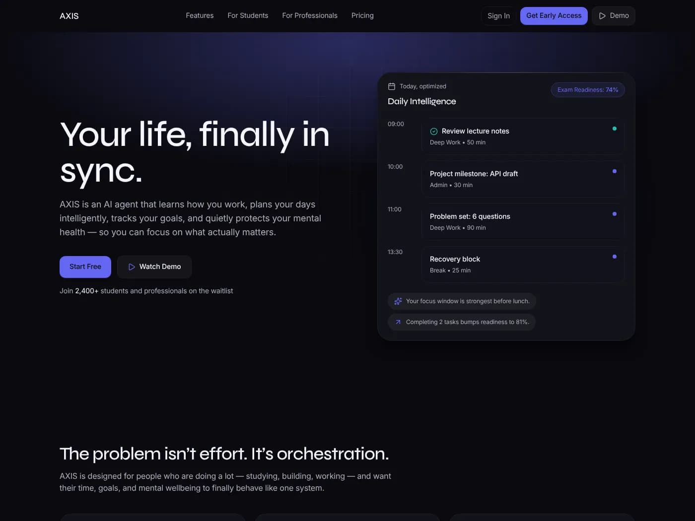 AXIS OS Landing & Dashboard