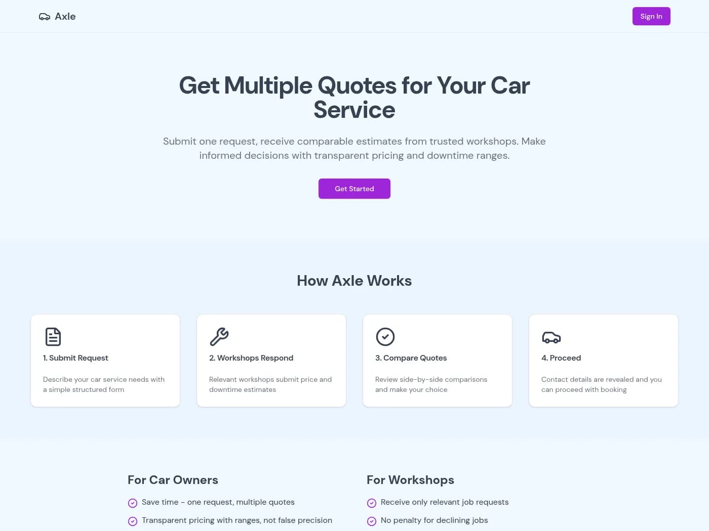 Axle Reverse-Quote Marketplace